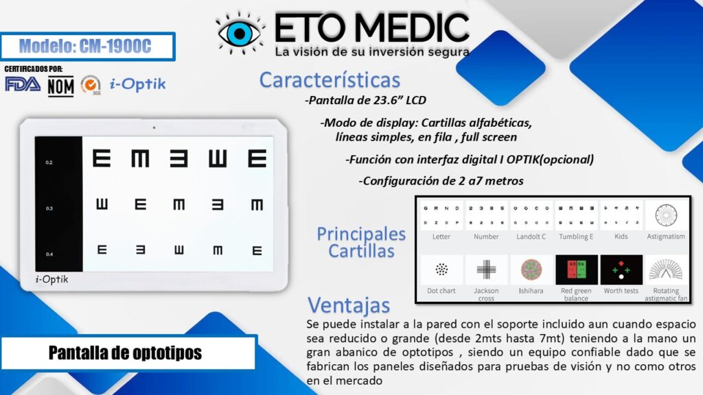 Pantalla de optotipos CM-1900C – Eto Medic